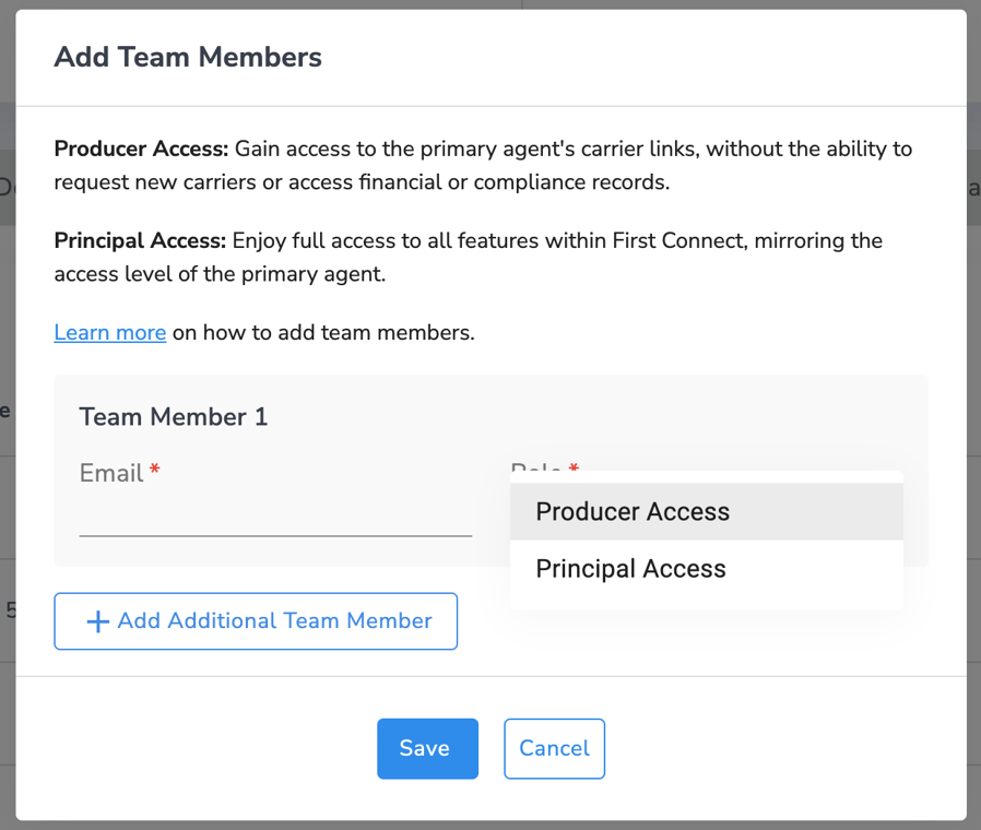 What does each role mean when adding a Team Member to my agency?