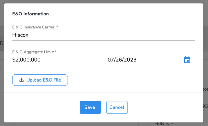 How do I upload my E&O policy?