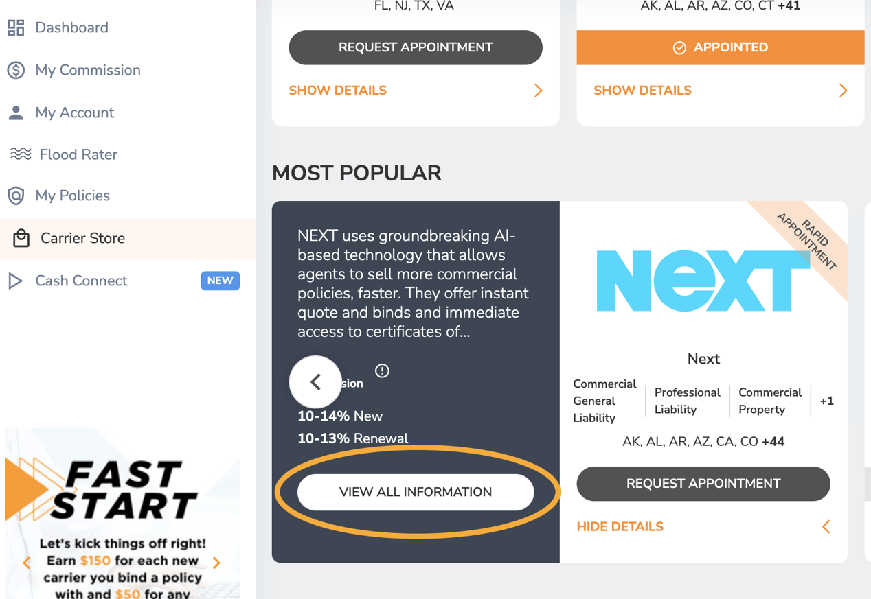 Where can I get resources on the carriers I'm appointed for?